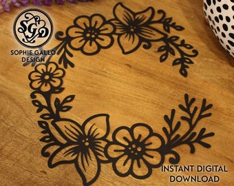 Floral Wreath SVG DXF PNG Instant Digital Download Files for | Etsy