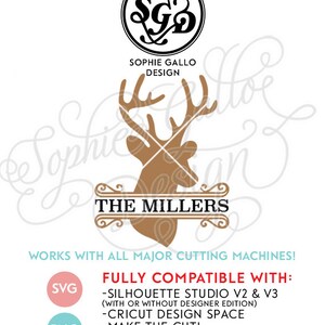 Split Reindeer Monogram SVG DXF PNG Digital Download Files Silhouette ...