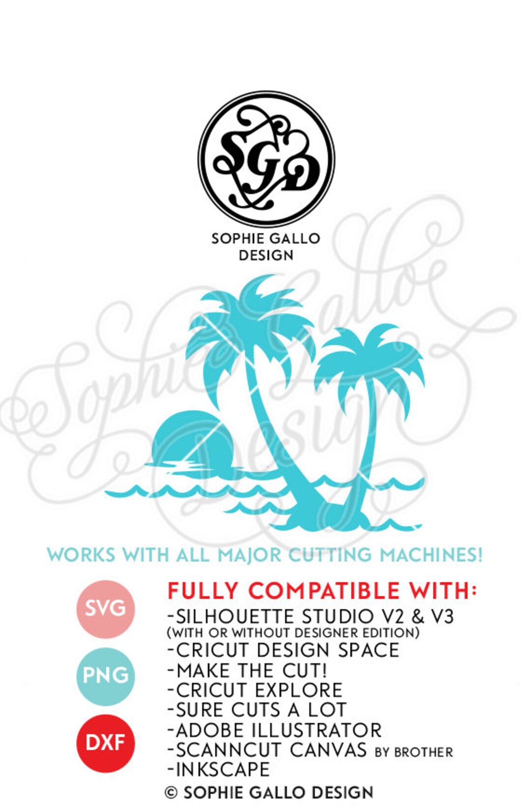 Tropical Palm Tree Island SVG DXF PNG Digital Download File Silhouette ...