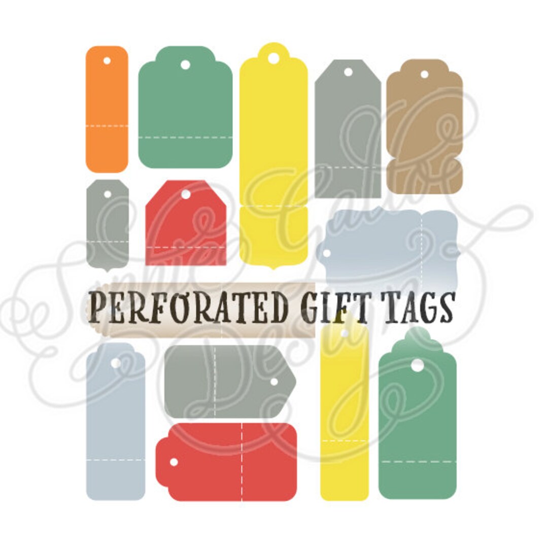 Perforated Holiday Gift Tag Set SVG DXF Digital Download File ...