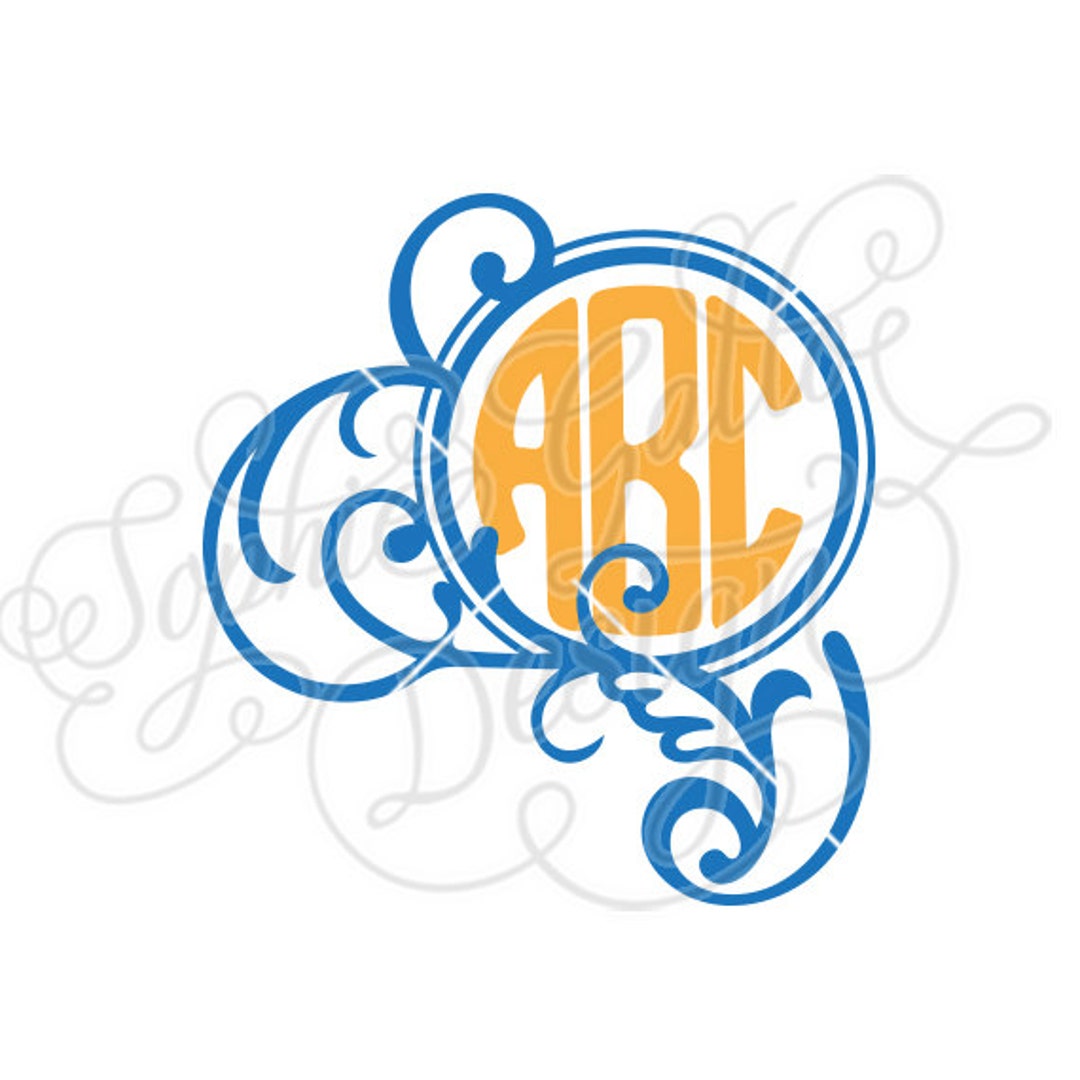 Fancy Round Monogram Frame SVG, DXF & PNG Digital Download Files ...