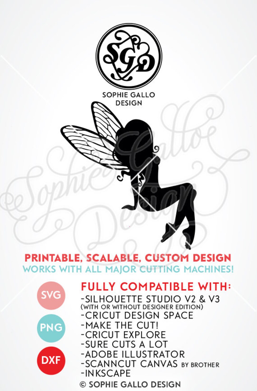 Sitting Fairy SVG, DXF & PNG Digital Download Files for Silhouette ...