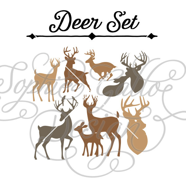 Deer Set SVG DXF Digital Download Files for Silhouette Cricut - Etsy