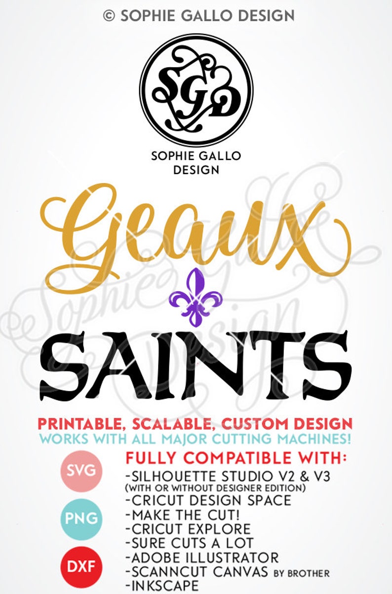 Geaux Saints Football Quote SVG DXF PNG Digital Download File | Etsy