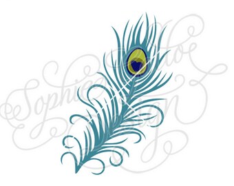 Peacock Feather Love SVG DXF Digital Download Files for Silhouette ...