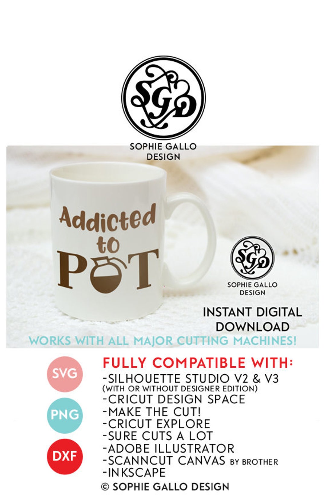 Addicted to Pot Quote SVG, DXF PNG Digital Download Files for ...