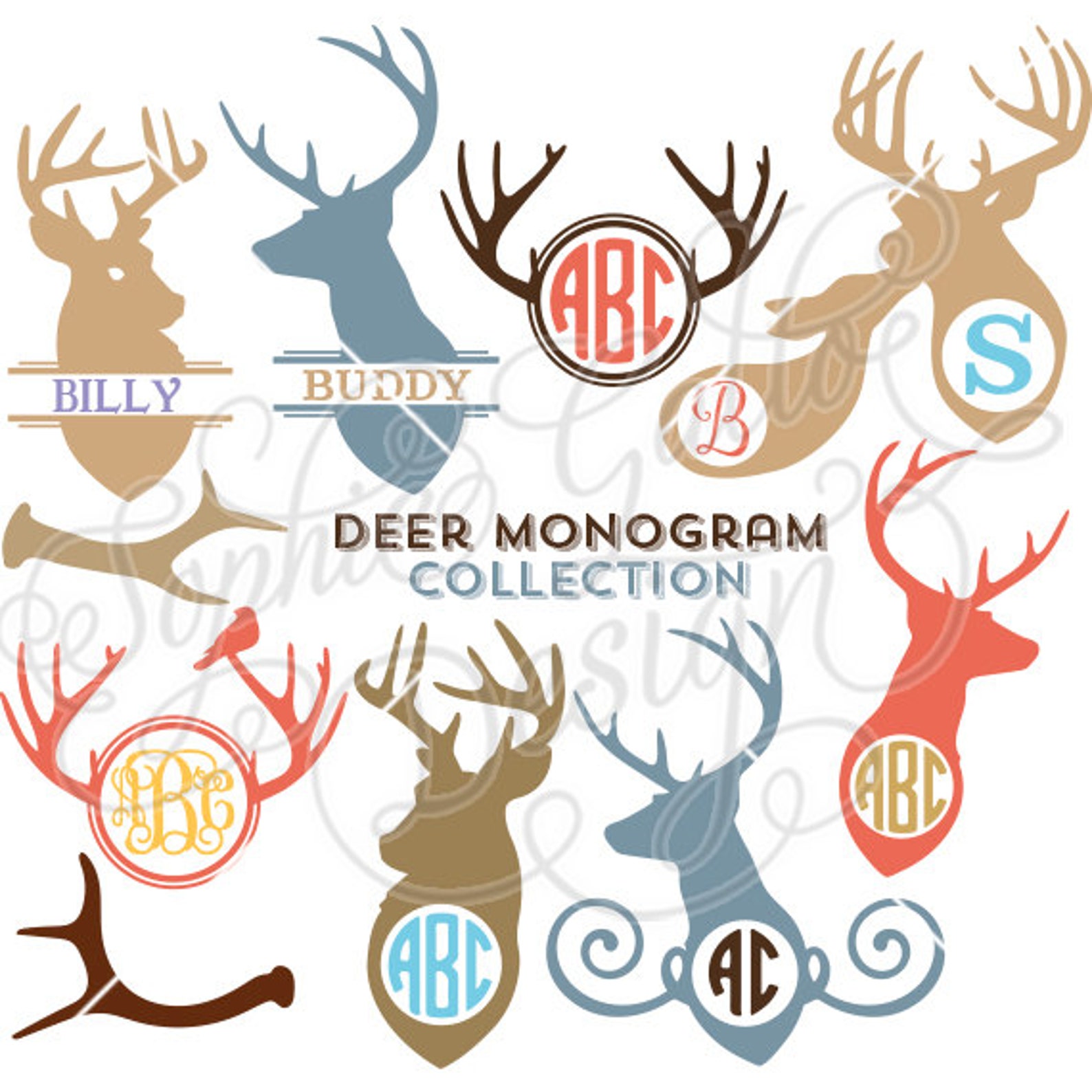 Deer Monogram Collection SVG DXF Digital Download Files for - Etsy