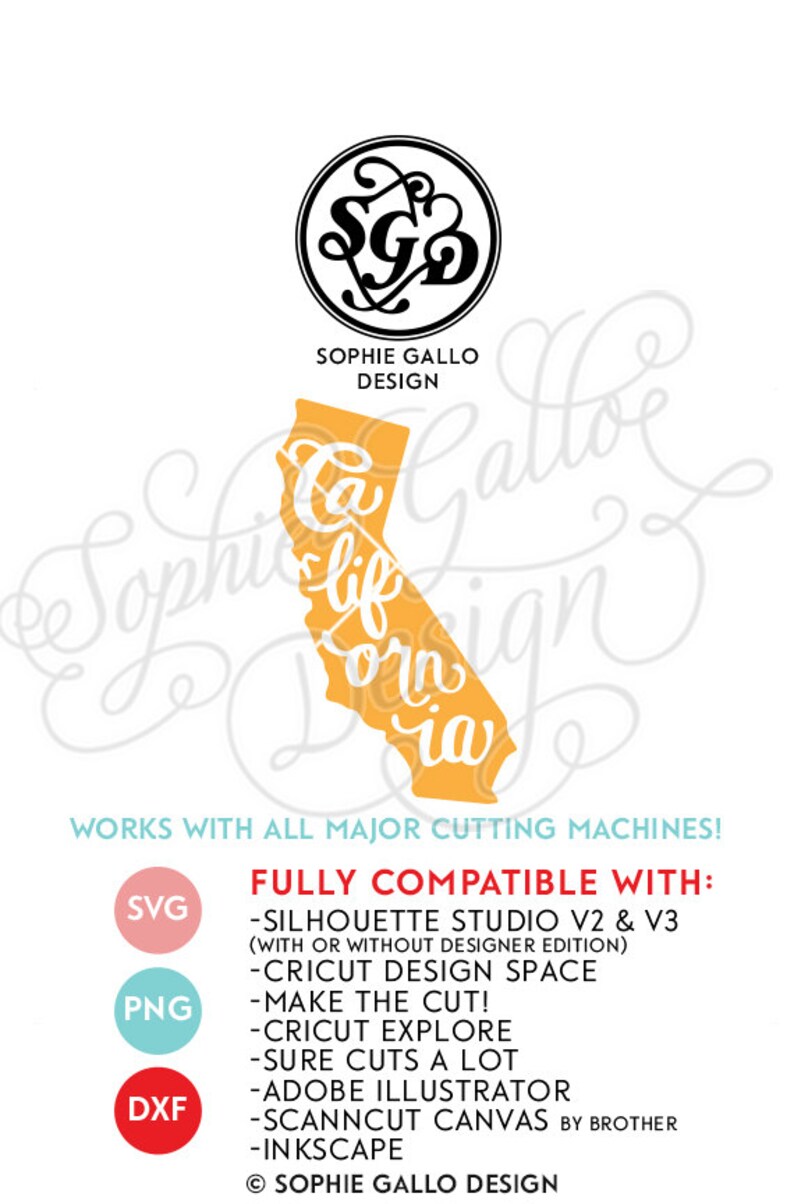 California State Script SVG DXF PNG Digital Download Files | Etsy