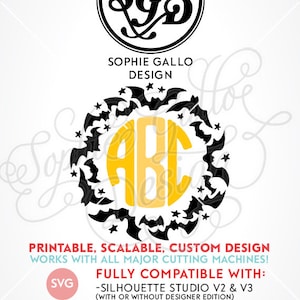 Halloween Bats Monogram SVG DXF & PNG Digital Download Files - Etsy