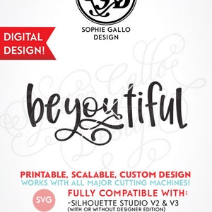 BeYOUtiful Quote SVG DXF PNG Eps digital download file | Etsy