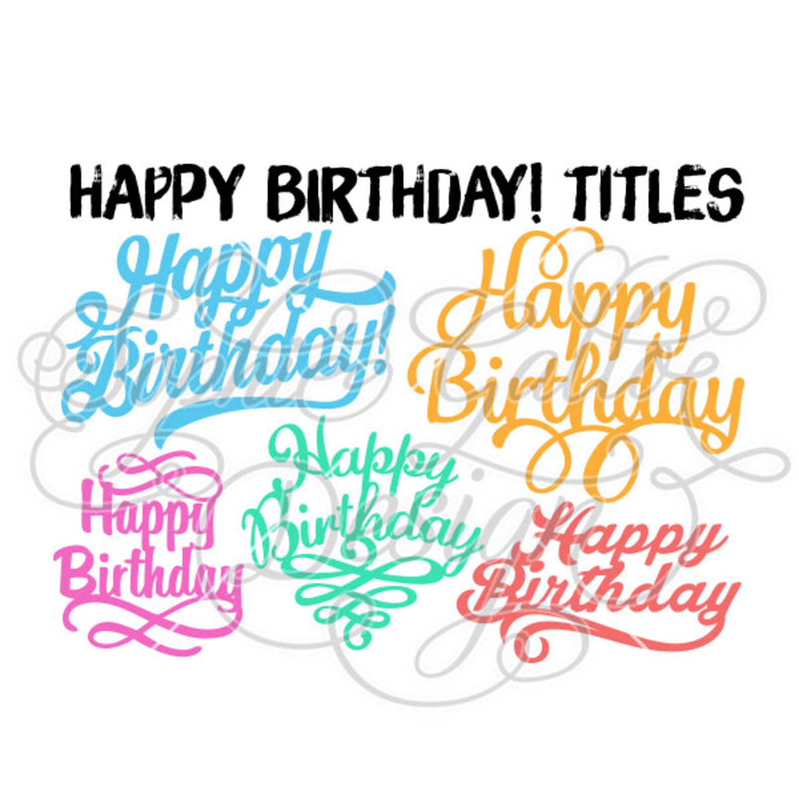 Happy Birthday Titles SVG DXF Digital Download Files for - Etsy