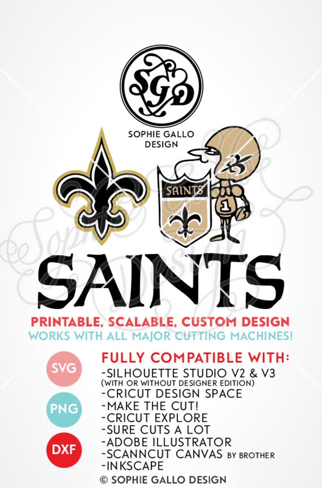 Buy Saints Football Logos SVG DXF PNG Digital Download File Silhouette ...