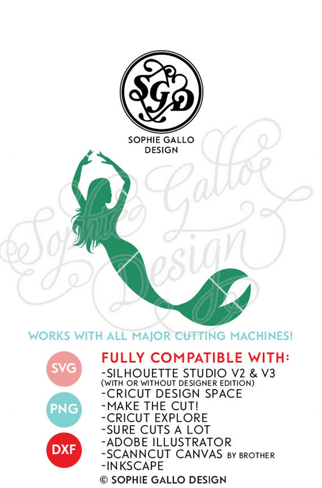 Dancing Mermaid SVG DXF PNG Digital Download Files for Silhouette ...