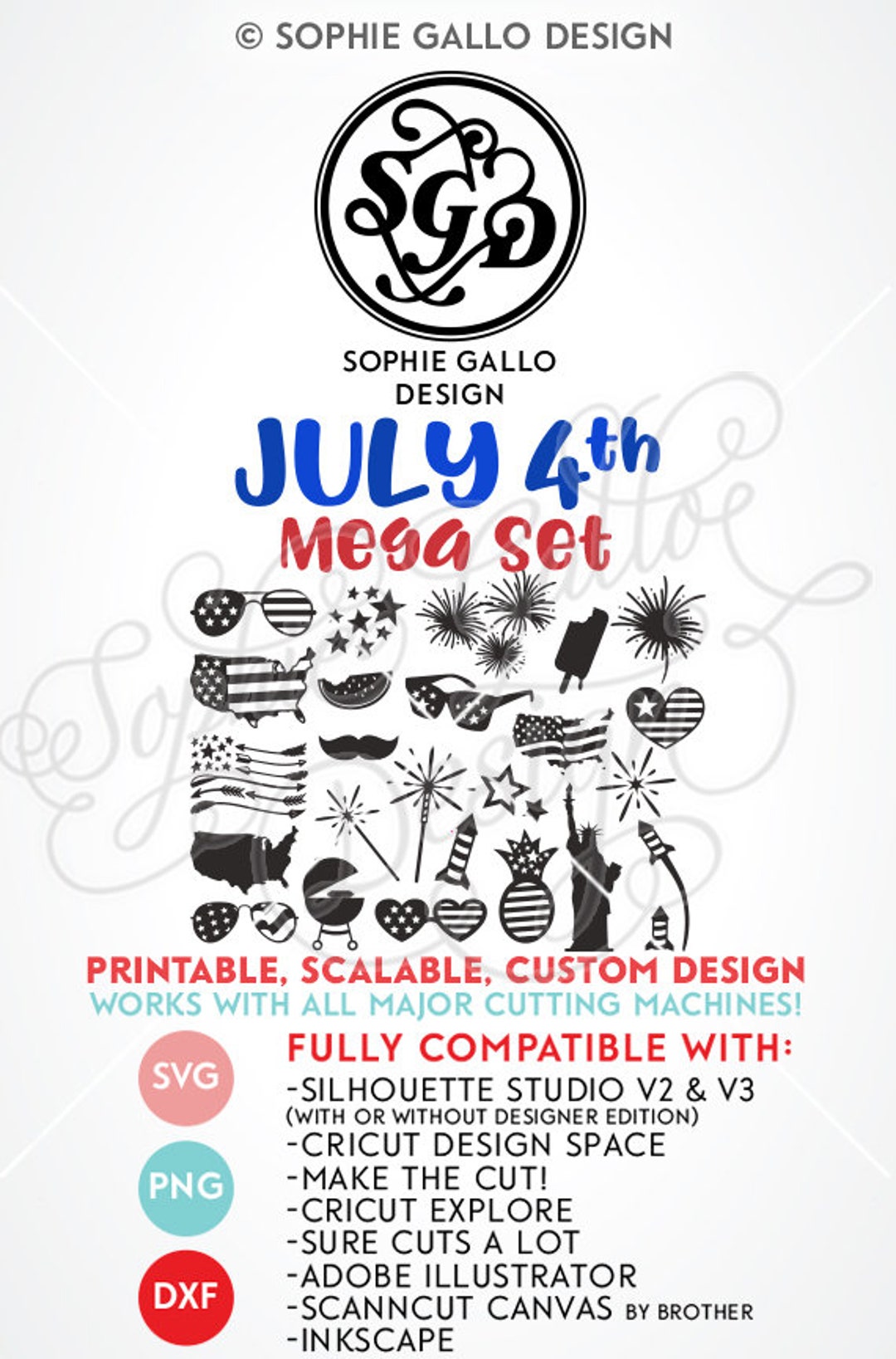 July 4th Mega Set SVG & DXF Digital Instant Download File Silhouette ...