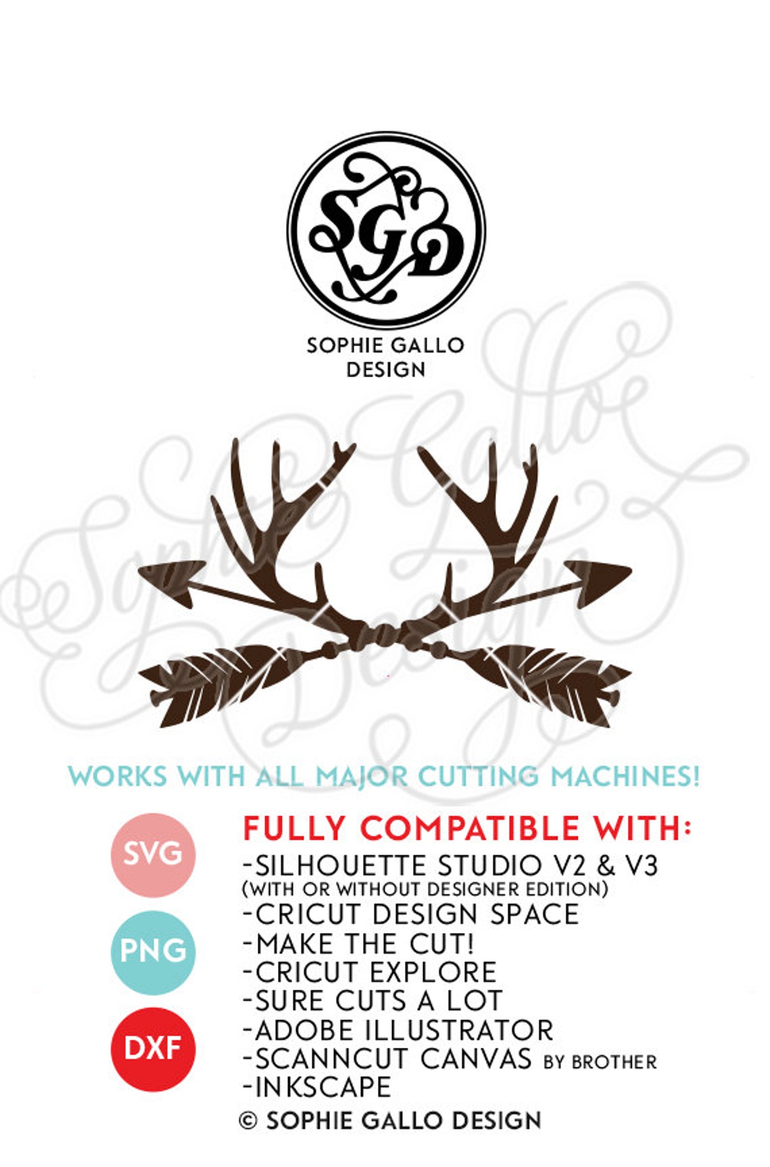 Trophy Deer Antlers SVG, DXF & PNG Digital Download Files Silhouette ...