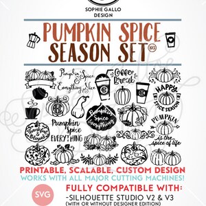 Pumpkin Spice Season Set, SVG DXF Digital Download Files Silhouette ...