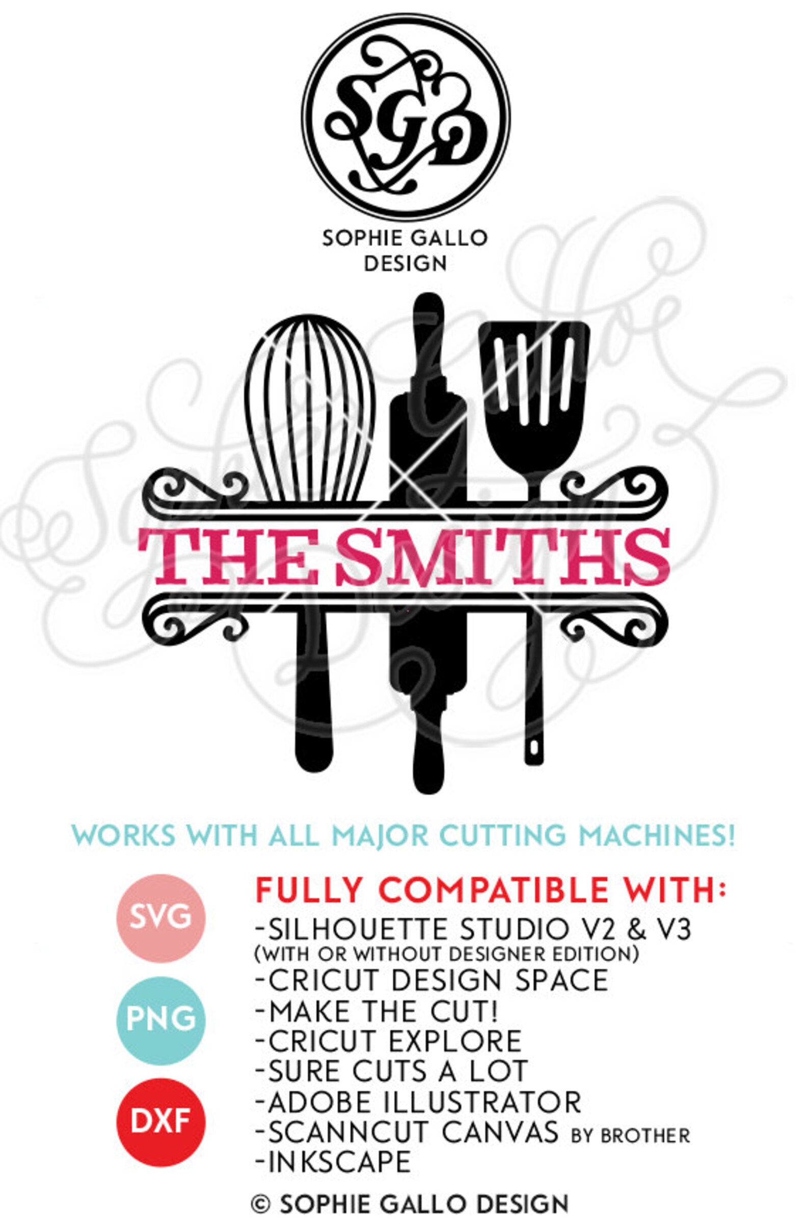 Kitchen Baking Monogram SVG DXF PNG Digital Download File - Etsy