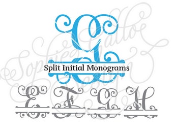 Split Monogram Script 5 SVG DXF Digital Download Files for | Etsy
