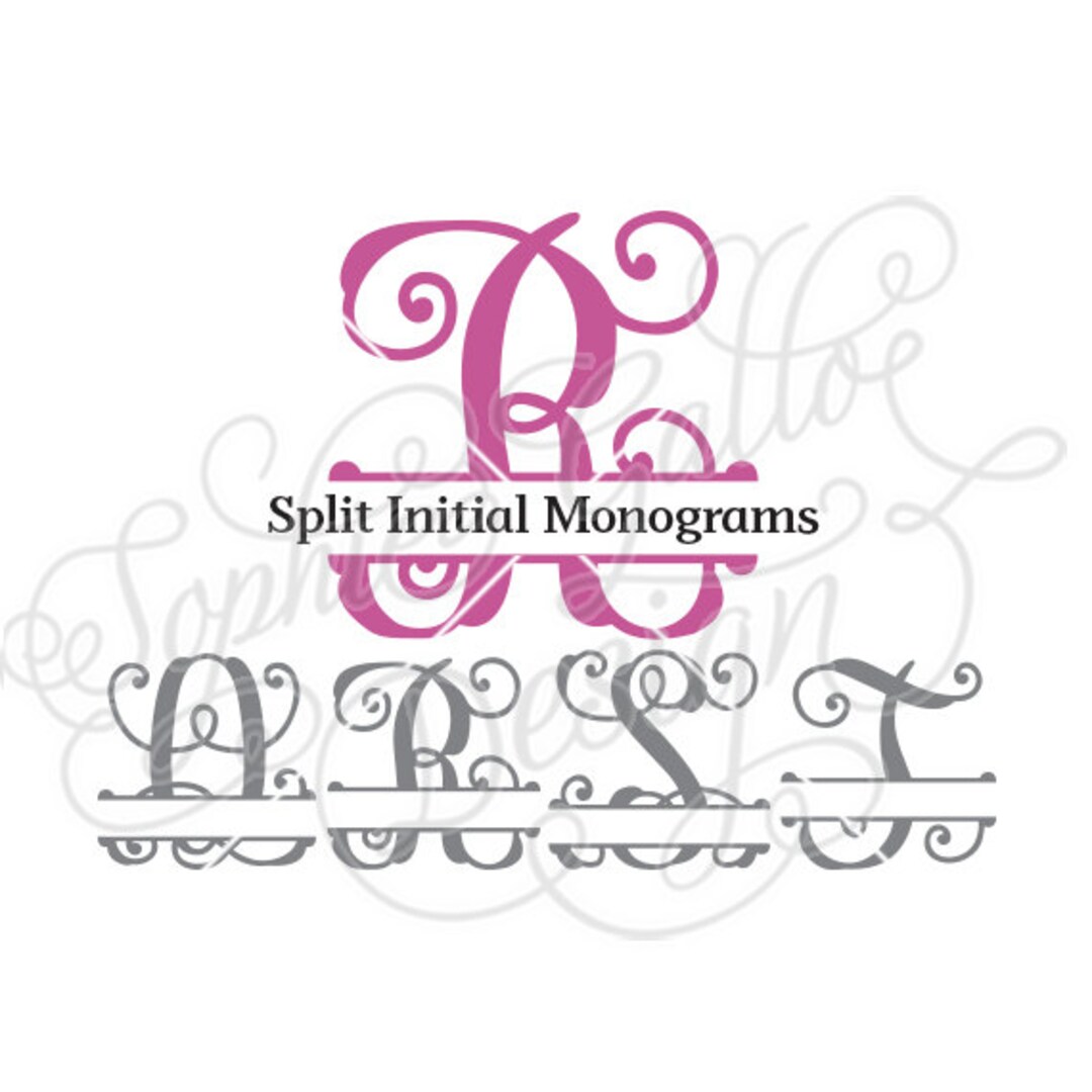 Split Monogram Script 5 SVG DXF Digital Download Files for - Etsy