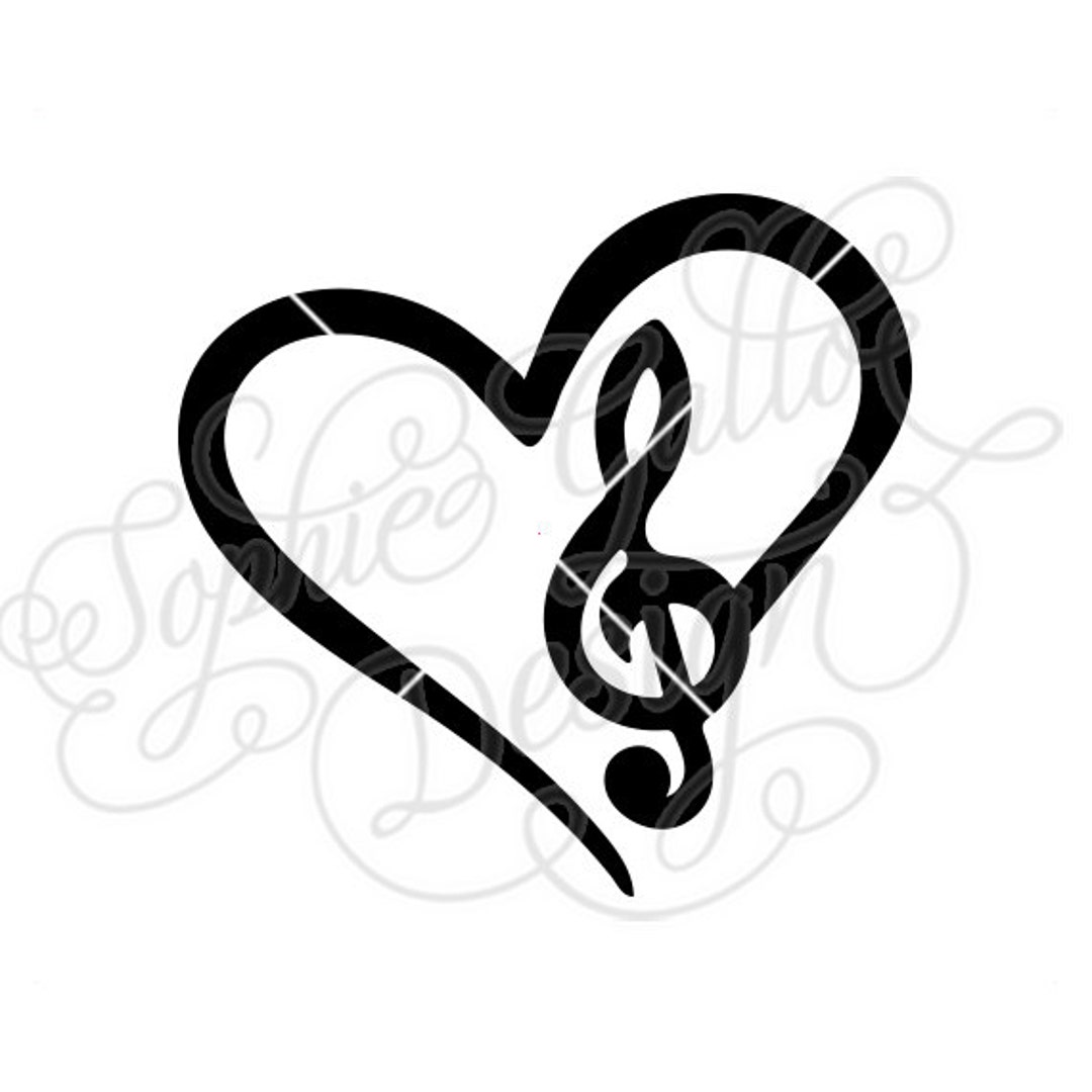 Musical Love Note SVG DXF PNG Digital Download Files for Silhouette ...