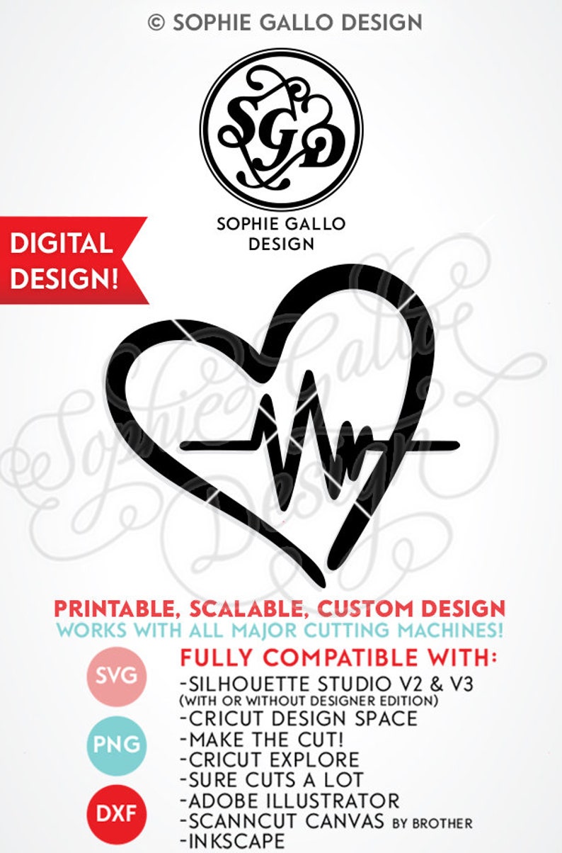 Pulse Heart Nurse Logo SVG DXF PNG Digital Download Files | Etsy