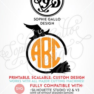 Halloween Witch Monogram SVG DXF PNG Digital Download File Silhouette ...