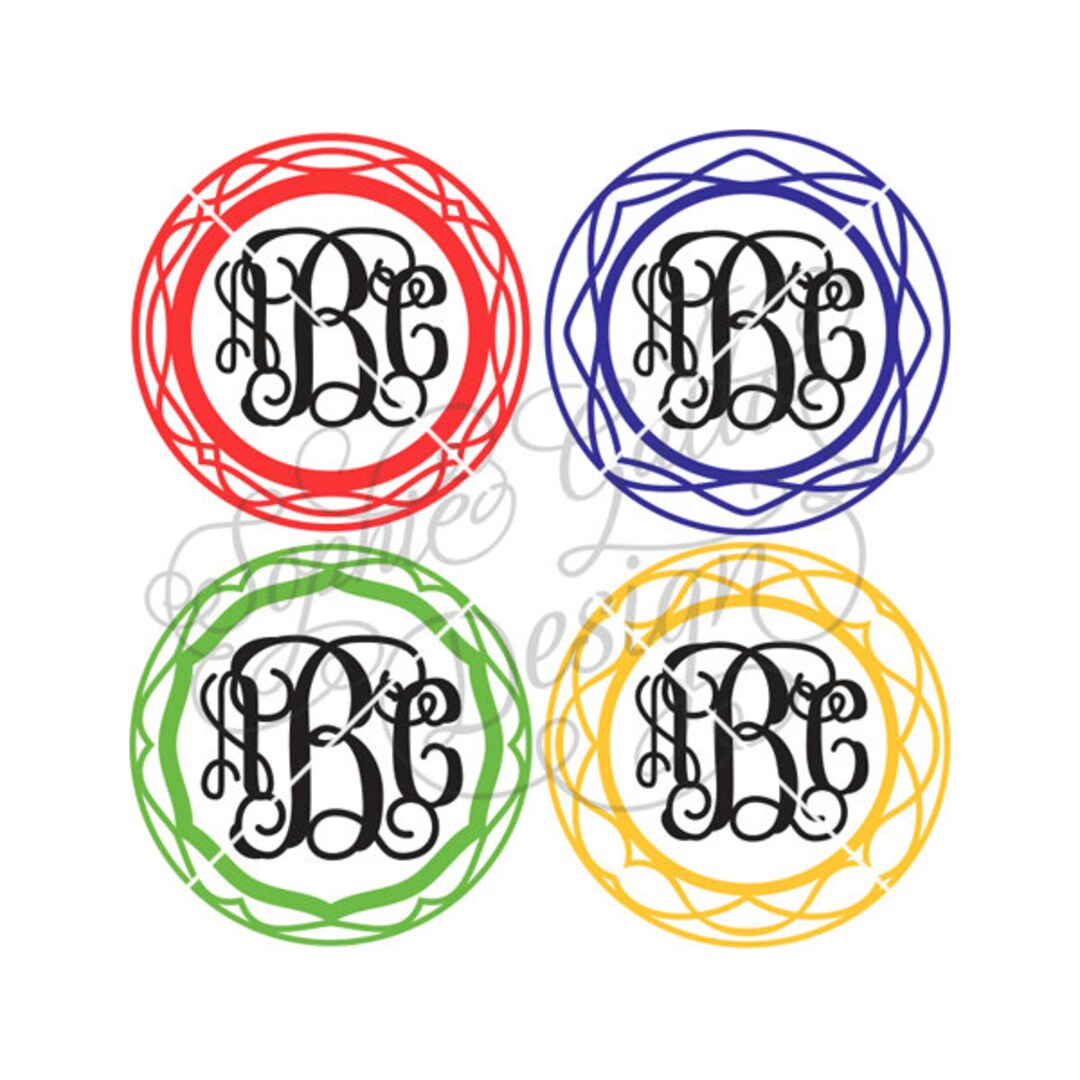 Round Monogram Frames SVG DXF Digital Download Files for - Etsy