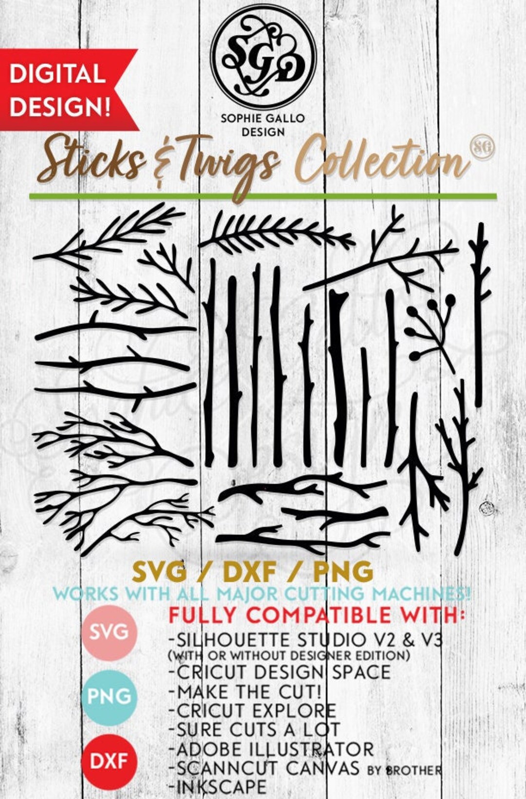 26 Twigs & Sticks Set Bundle SVG DXF PNG Digital Download - Etsy
