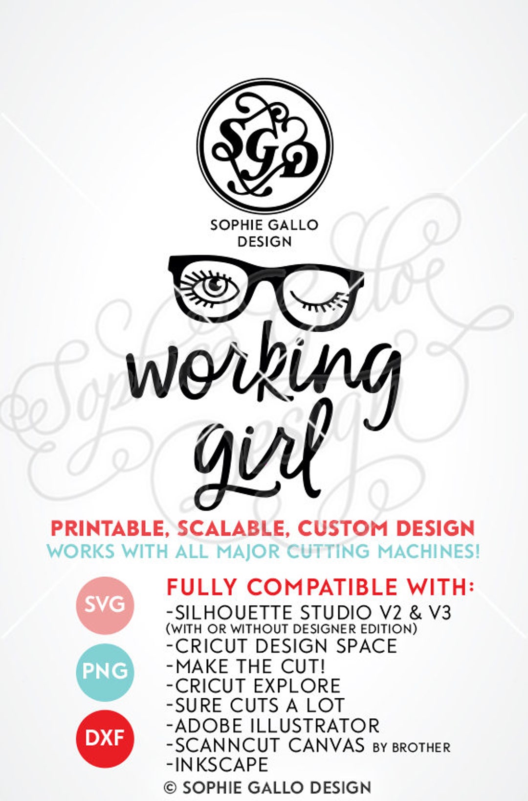 Working Girl SVG DXF PNG Digital Download Files for Silhouette Cricut ...