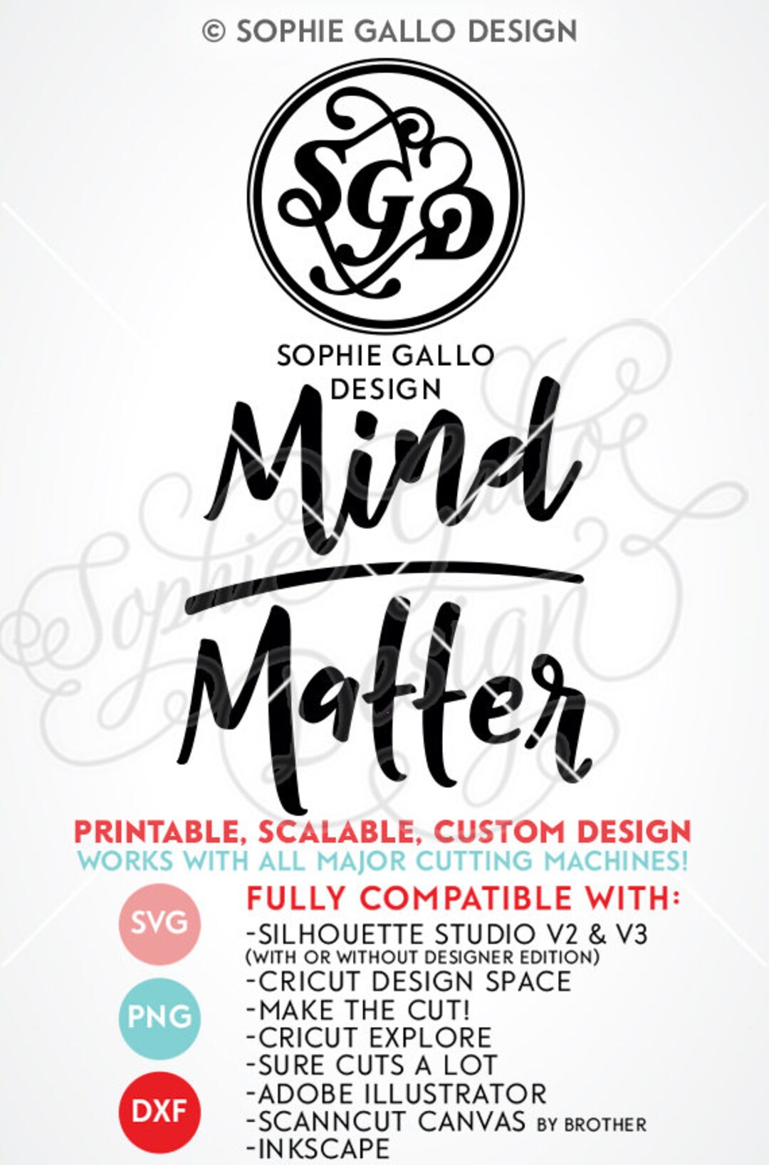 Mind Over Matter Quote SVG, DXF, PNG Digital Download Files Silhouette ...