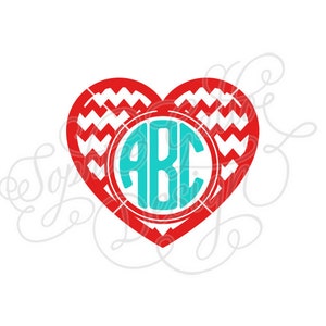 Chevron Heart Valentine Monogram SVG DXF Digital Download File ...