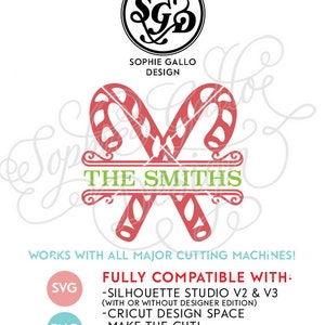 Candy Cane Split Monogram SVG DXF PNG Digital Download File - Etsy