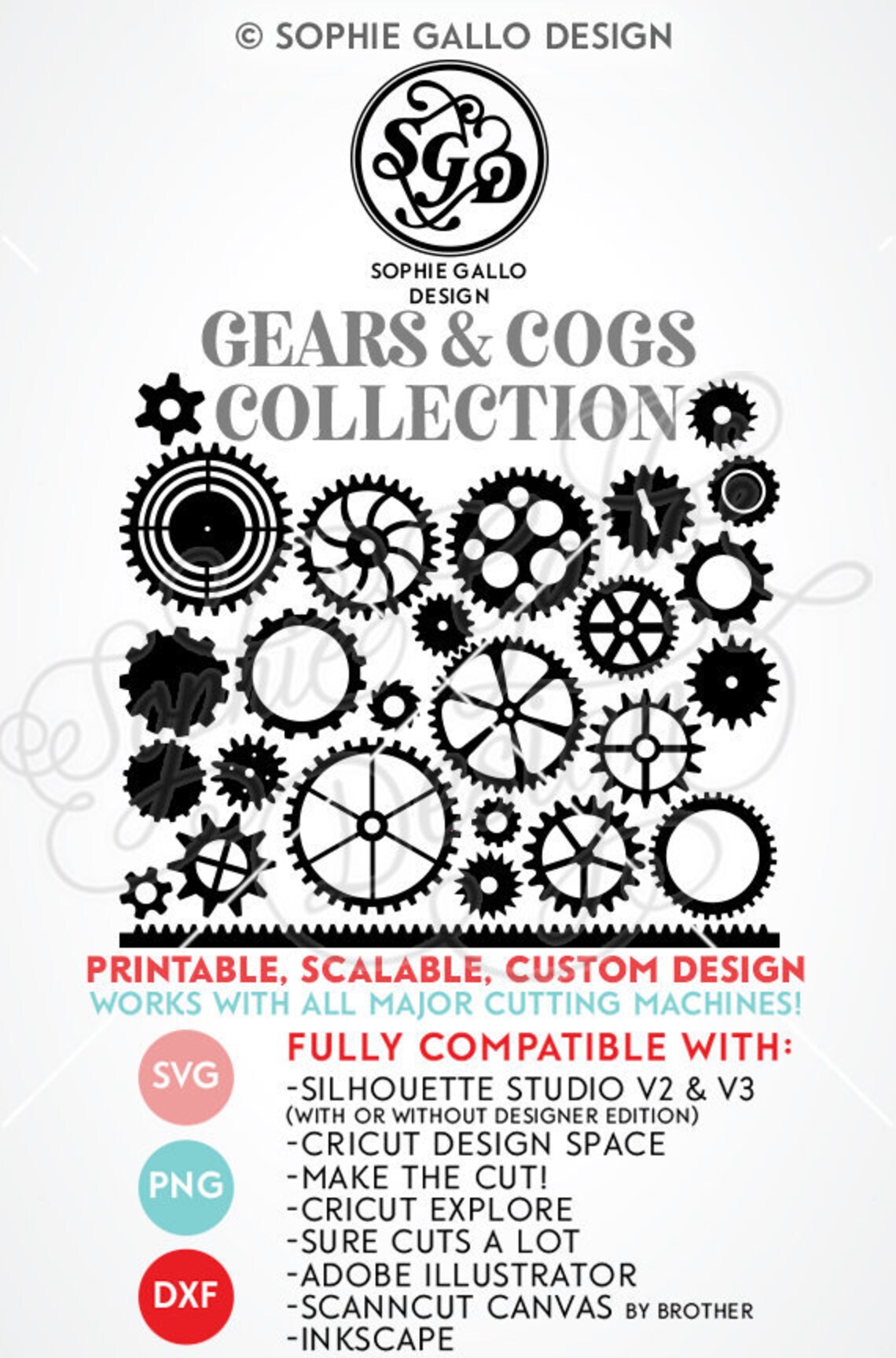 Gears & Cogs Collection Set SVG DXF Digital Download Files for - Etsy