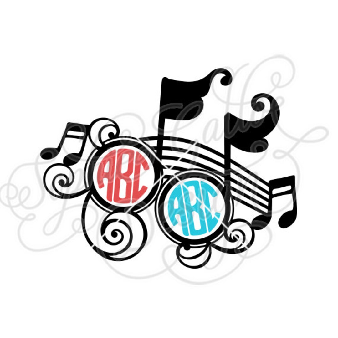 Double Musical Monogram SVG DXF Digital Download Files for Silhouette ...