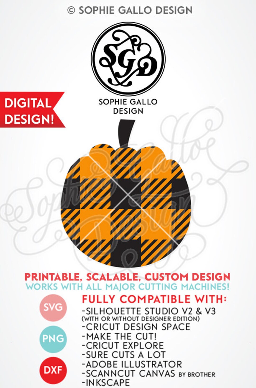 Fall Plaid Pumpkin SVG, DXF PNG Digital Download Files for Silhouette ...