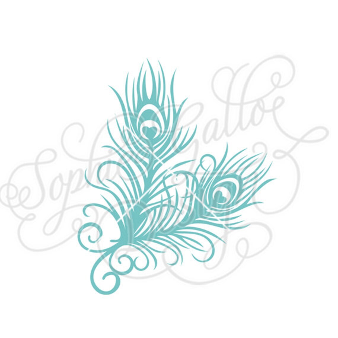 Peacock Feather Bunch SVG DXF Digital Download Files for | Etsy