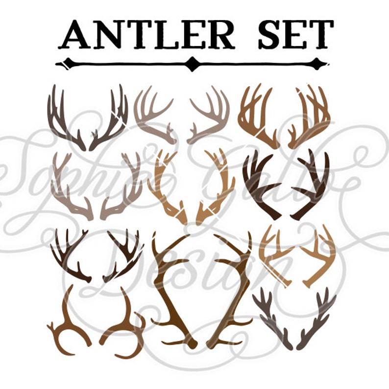 Deer Antler Set SVG DXF Digital Download Files for Silhouette - Etsy