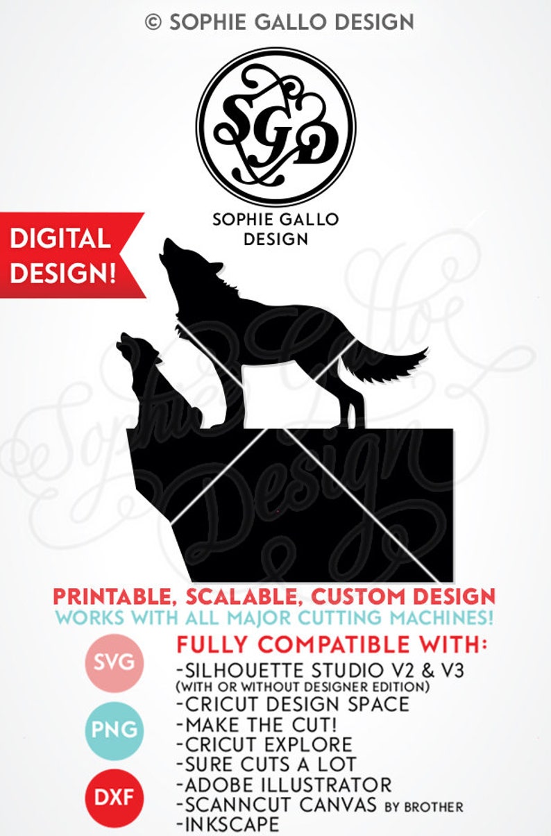 Howling Wolf Cub SVG DXF PNG Digital Download Files for - Etsy