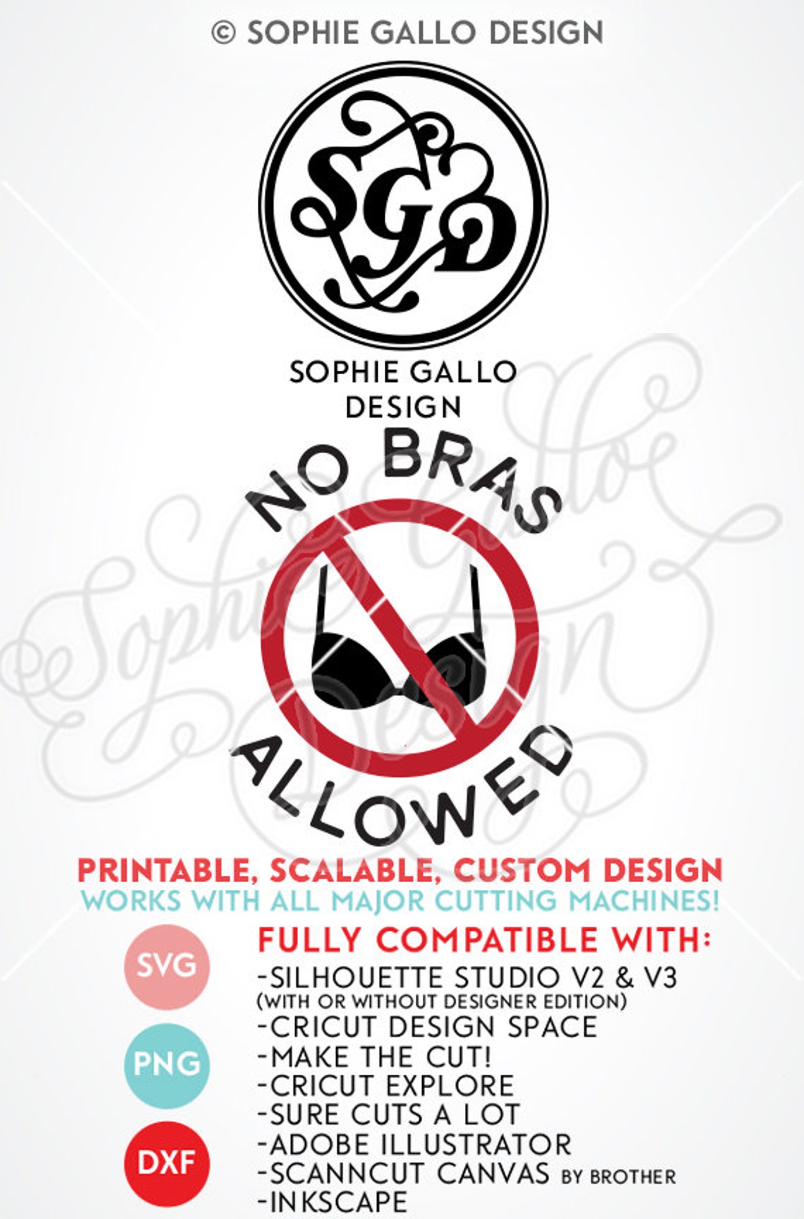 No Bras Allowed SVG DXF PNG Digital Download File for - Etsy