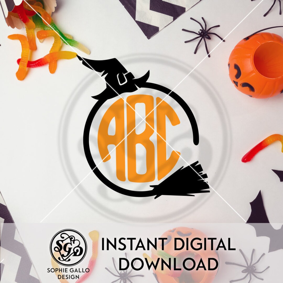 Halloween Witch Monogram SVG DXF PNG Digital Download File Silhouette ...