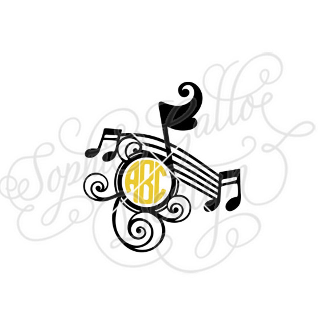 Musical Monogram SVG DXF Digital Download Files for Silhouette - Etsy
