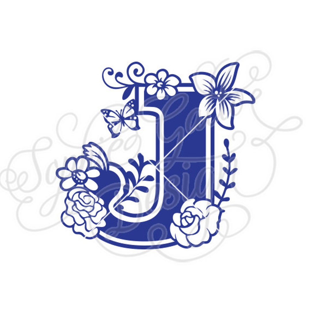 Secret Garden Alphabet Letter J SVG DXF Digital Download File ...