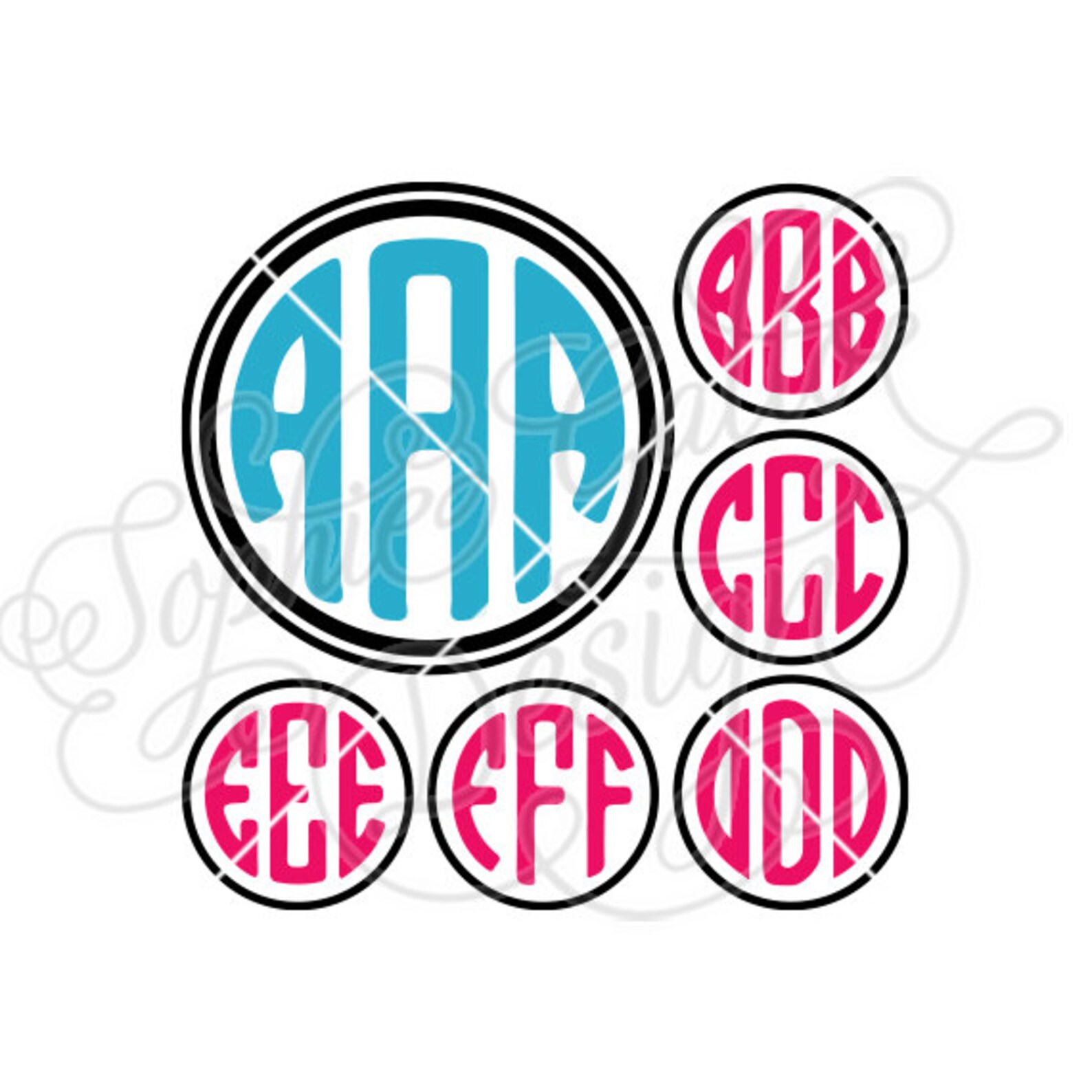 Round Monogram Letters Set 1 SVG DXF Digital Download File | Etsy