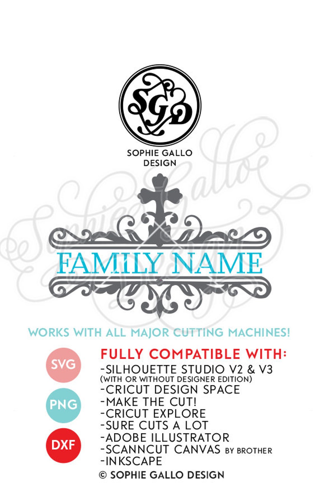 Church Cross Monogram SVG, DXF, PNG Digital Download Files Silhouette ...