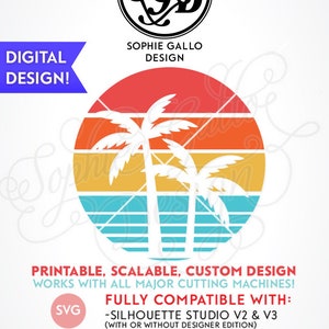 Sunset Beach Palm Trees SVG, DXF & PNG Digital Download Files for ...