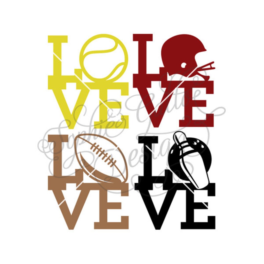 Sports Love Set SVG DXF Digital Download Files for Silhouette - Etsy