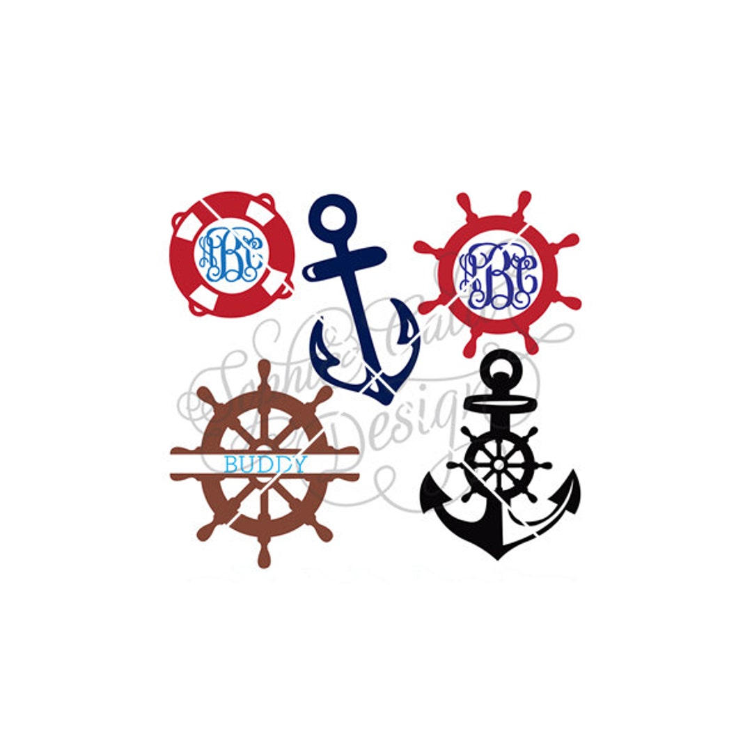 Nautical Monogram Pack SVG DXF Digital Download Files for Silhouette ...