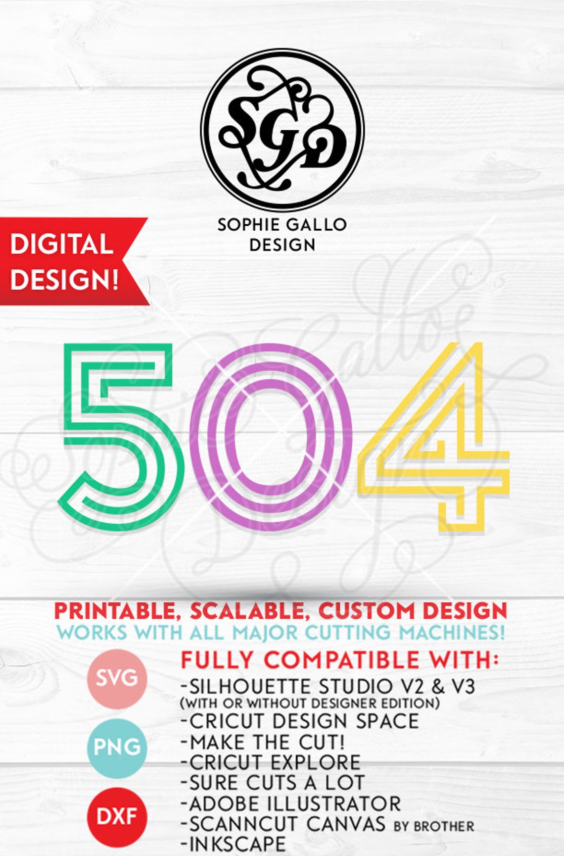 New Orleans 504 Area Code SVG DXF PNG Digital Download - Etsy