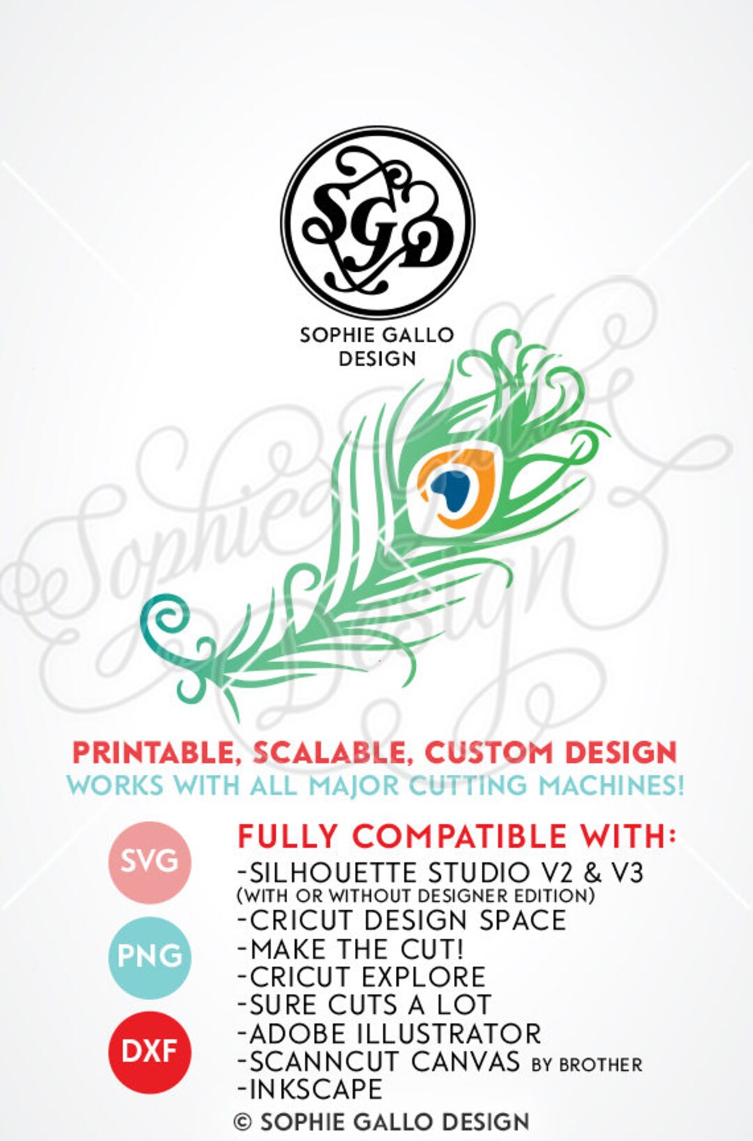 Pretty Peacock Feather SVG, DXF, PNG Digital Download Files for ...