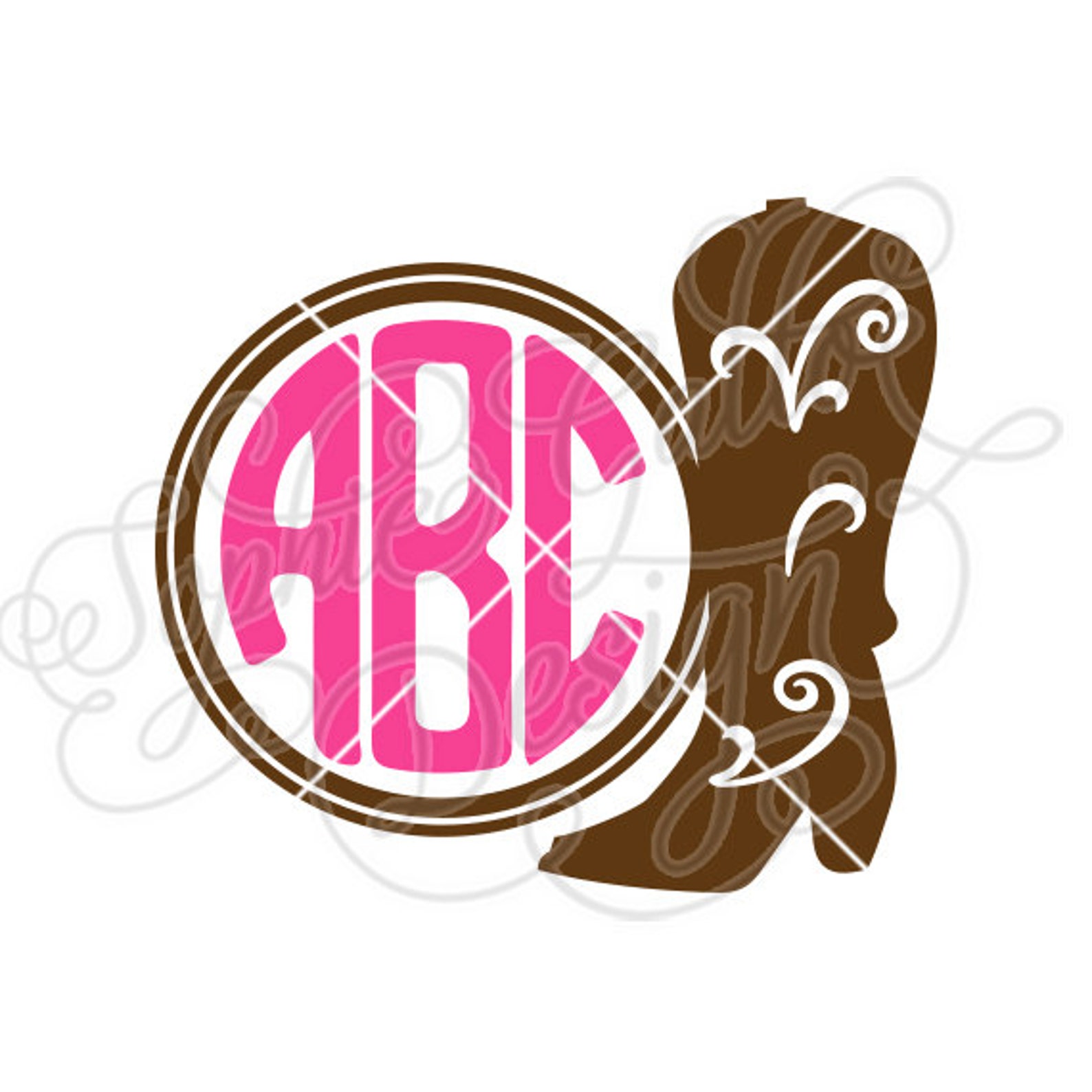 Cowboy Boot Round Monogram Frame SVG DXF PNG Digital Download - Etsy